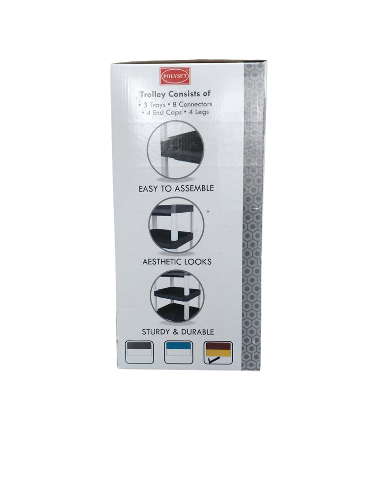 Polyset Plastic Organiser, 3 Tier Trolley, Multi Purpose Plastic Rack ...