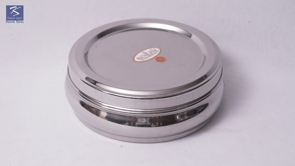 Stainless Steel Bulging Dabba / Container - Round – Kamala Stores