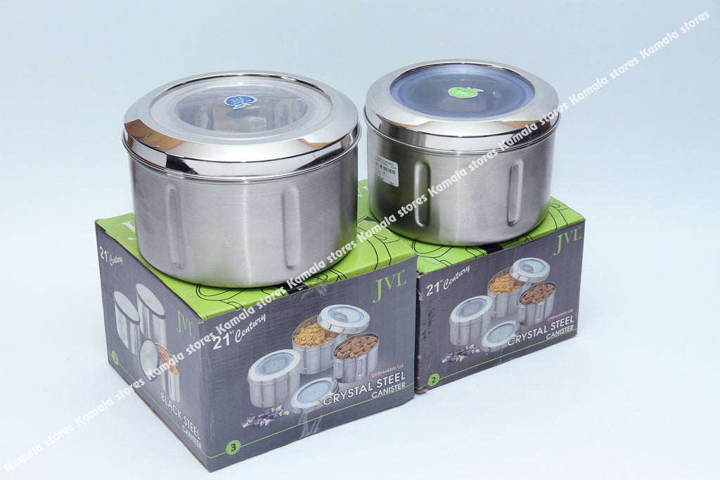 JVL Crystal Steel Canister with see through Lid / Unbreakable Storage ...
